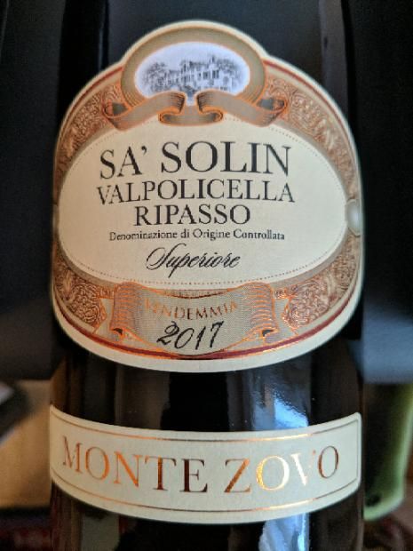 2017 Monte Zovo Ripasso della Valpolicella Sa' Solin, Italy, Veneto ...