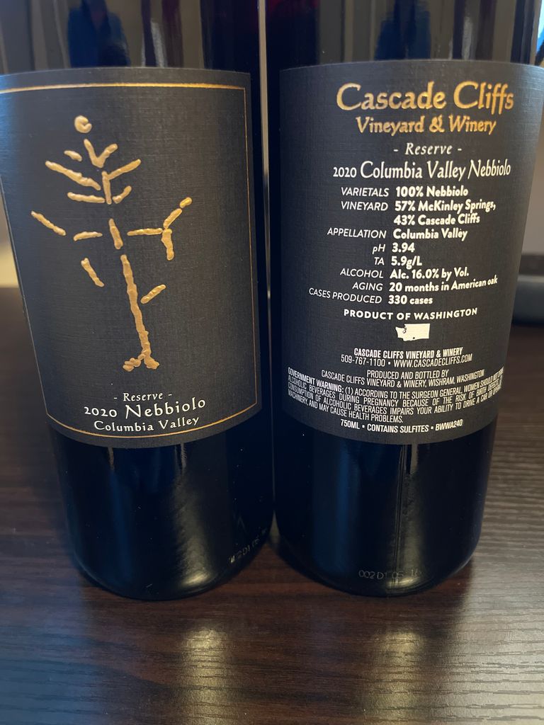 2019 Cascade Cliffs Nebbiolo Reserve, USA, Washington, Columbia Valley ...