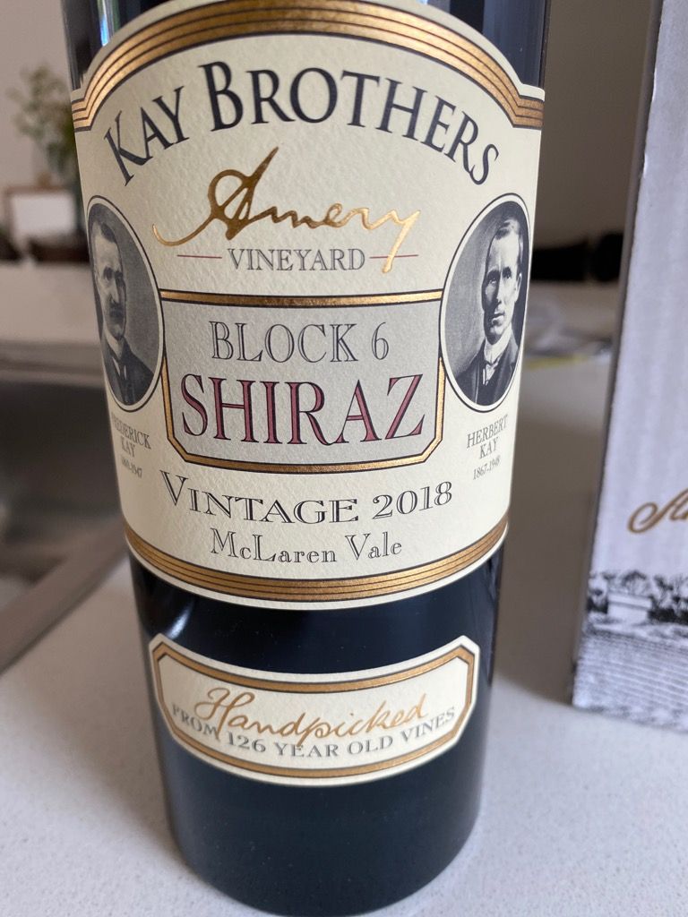 2018 Kay Brothers Shiraz Block 6 Amery Vineyards, Australia, South ...