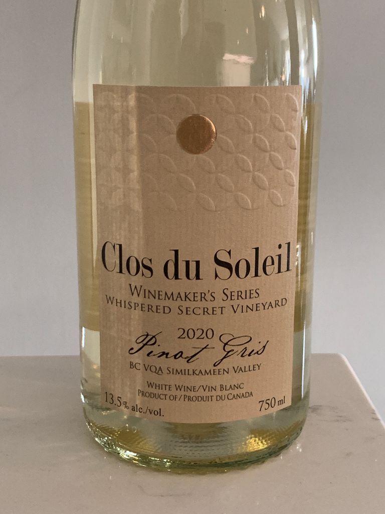 2020 Clos du Soleil Pinot Gris Winemaker's Series Whispered Secret ...