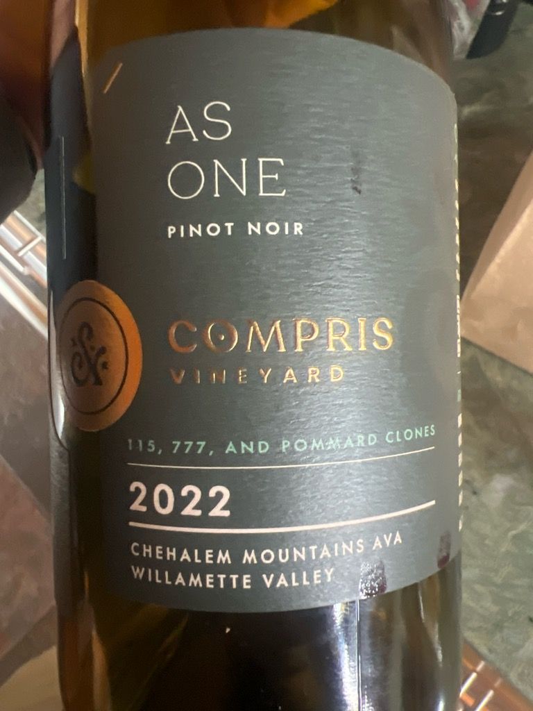 2022 Compris Vineyard Pinot Noir As One, USA, Oregon, Willamette Valley, Chehalem Mountains ...