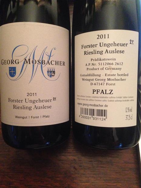 2011 Georg Mosbacher Forster Ungeheuer Riesling Auslese Goldkapsel, Germany, Pfalz - CellarTracker