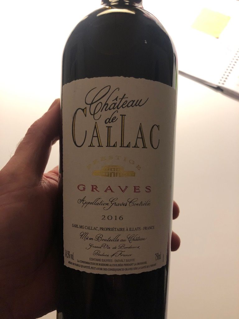 2016 Château de Callac Prestige, France, Bordeaux, Graves - CellarTracker