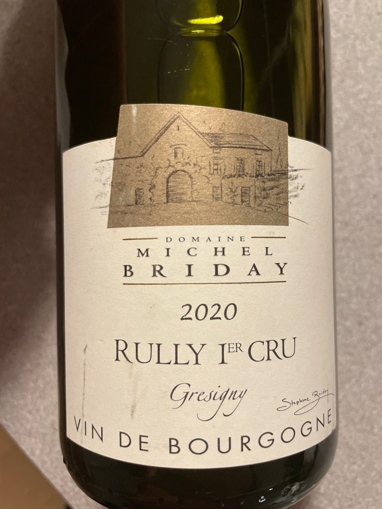 2020 Domaine Michel Briday Rully 1er Cru Gresigny Blanc, France ...