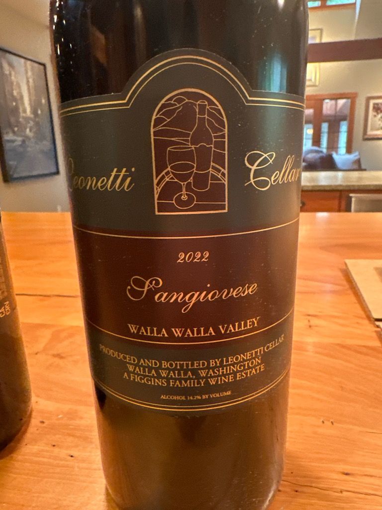 2022 Leonetti Cellar Sangiovese, USA, Washington, Columbia Valley ...