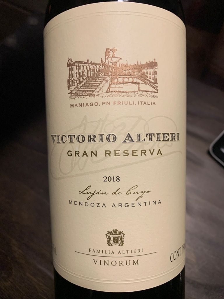 2019 Vinorum Victorio Altieri Gran Reserva, Argentina, Mendoza, Lujan ...