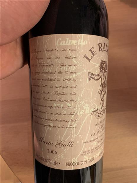 2006 Le Ragose Amarone della Valpolicella Classico Marta Galli, Italy ...