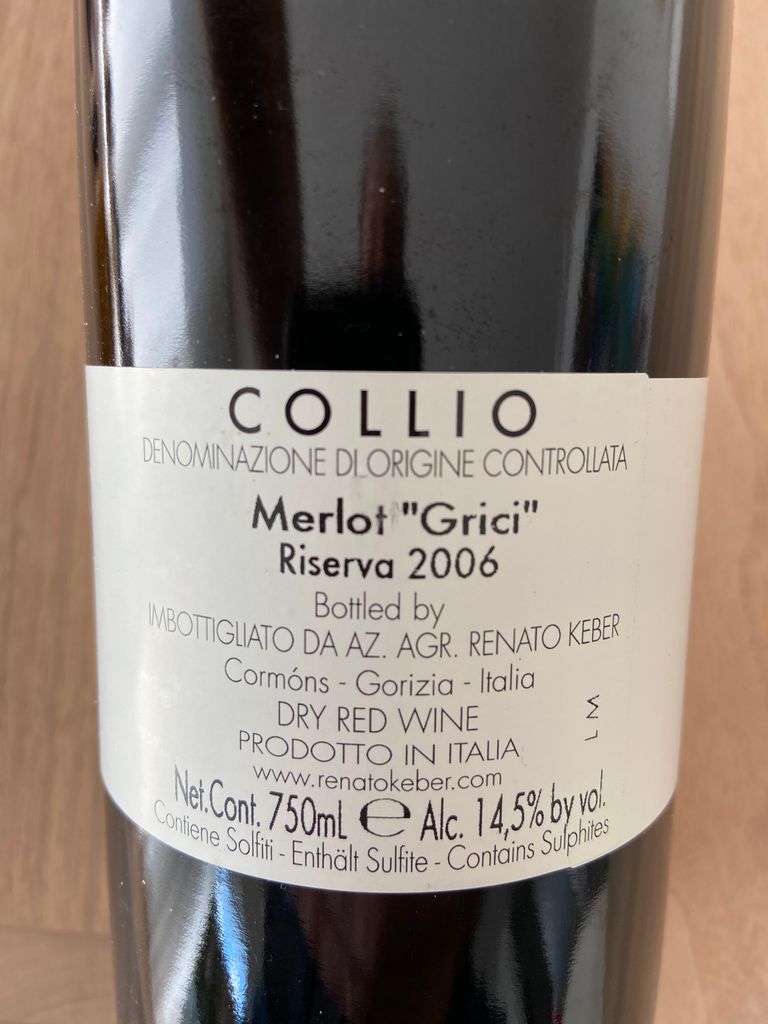 2012 Renato Keber Collio Merlot Grici, Italy, Friuli-Venezia Giulia ...