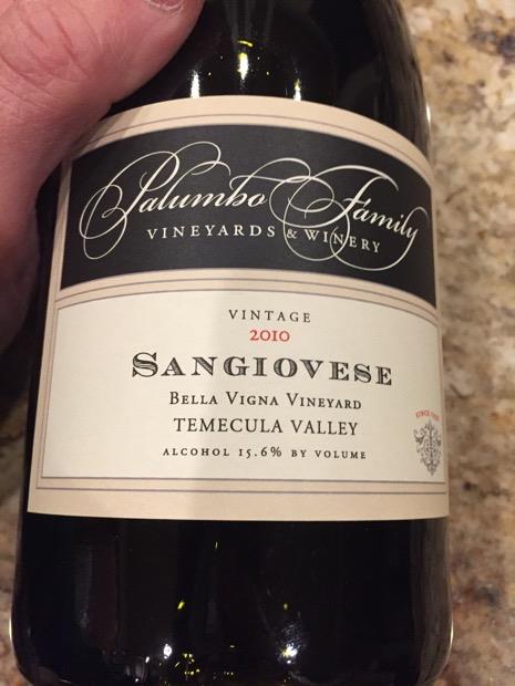 2010 Palumbo Family Sangiovese, USA, California, South Coast, Temecula ...