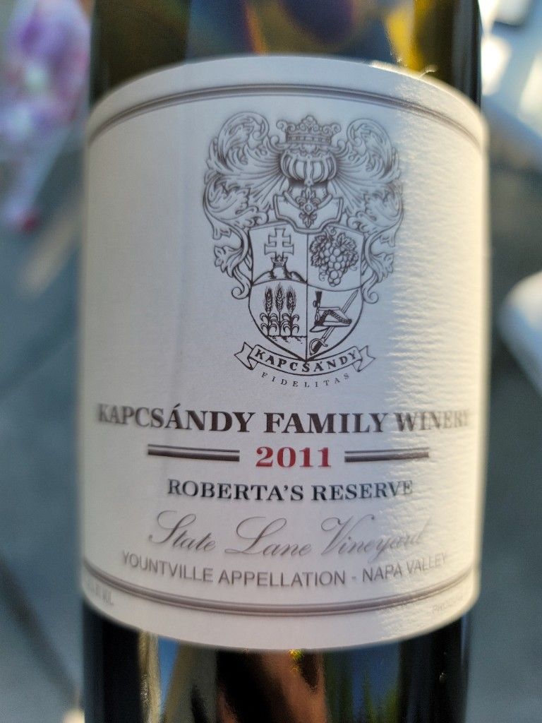 2011 Kapcsándy Family Winery Roberta's Reserve State Lane Vineyard, USA ...
