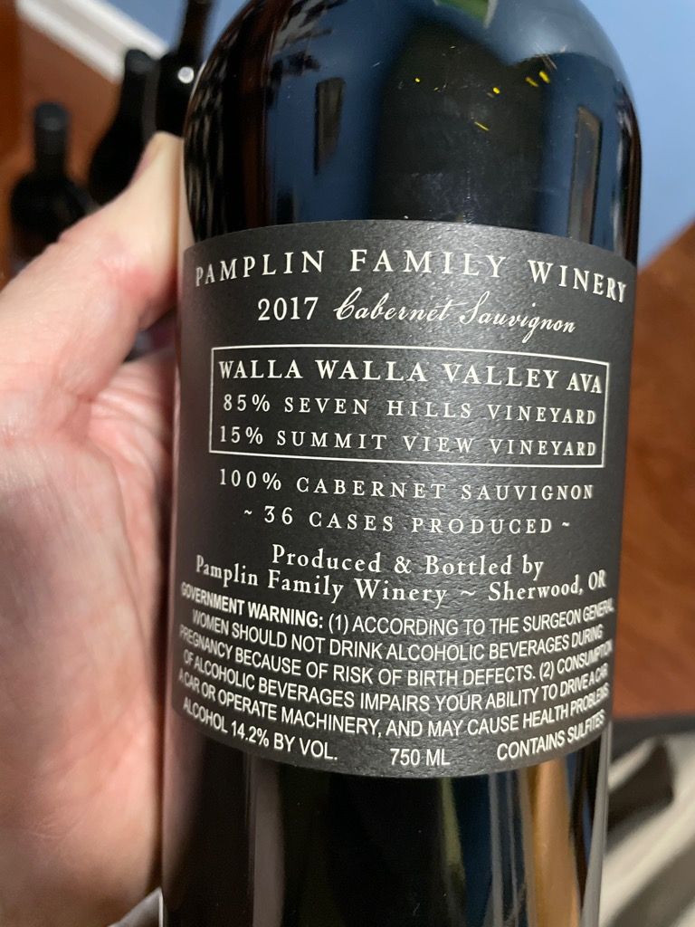 2021 Pamplin Family Winery Cabernet Sauvignon Seven Hills Vineyard, USA, Washington, Columbia ...