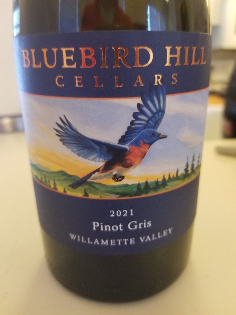 2021 Bluebird Hill Cellars Pinot Gris, USA, Oregon, Willamette Valley ...