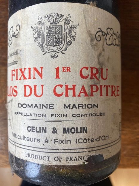 1989 Domaine Marion Fixin 1er Cru Clos du Chapitre, France, Burgundy ...