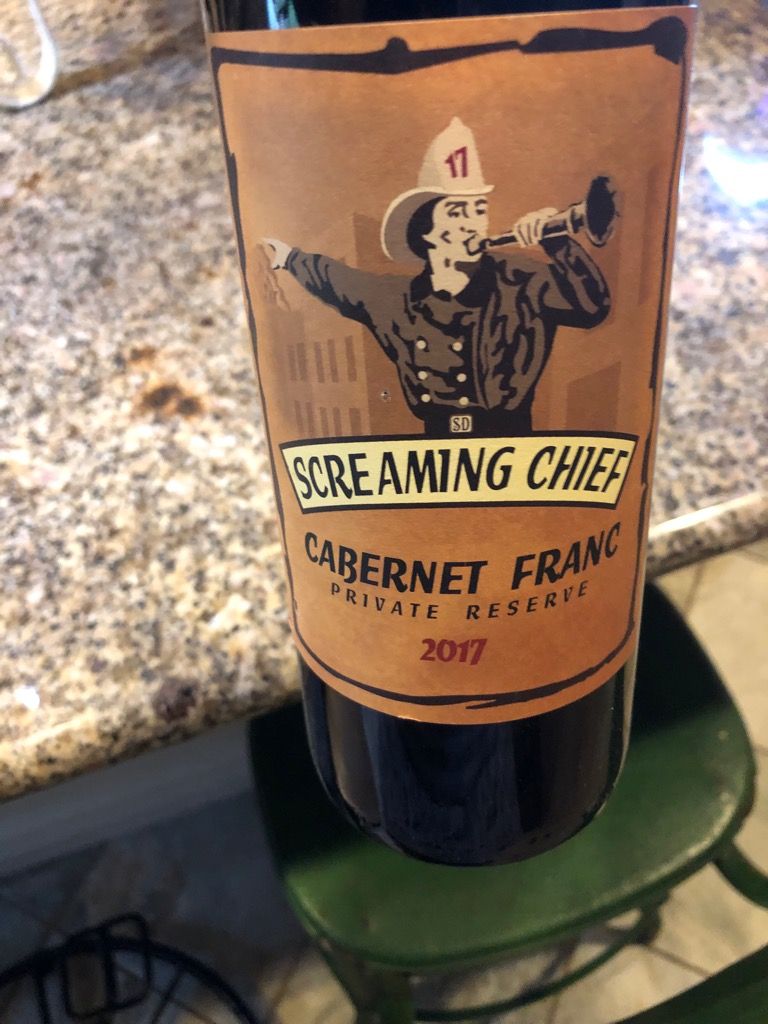 2017 Screaming Chief Cabernet Franc JD Vineyard Escondido Ca., USA ...