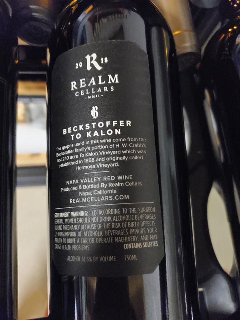 2018 Realm Cellars Cabernet Franc Beckstoffer To Kalon Vineyard, USA ...