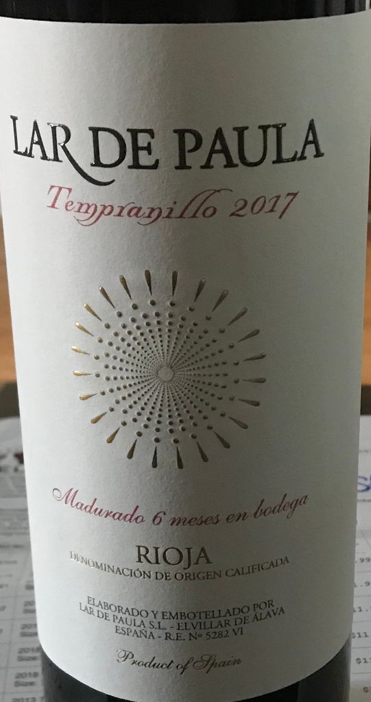 2019 Lar de Paula Rioja, Spain, La Rioja, Rioja - CellarTracker