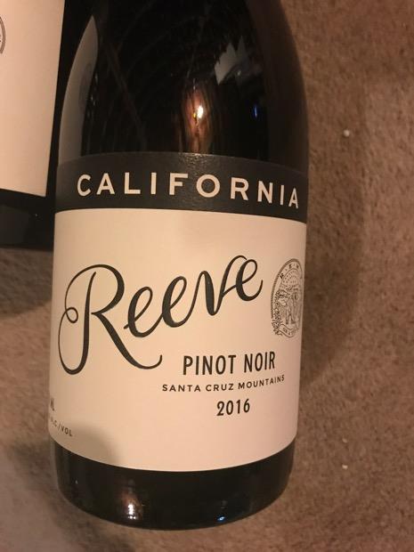2016 Reeve Wines Pinot Noir, USA, California, Santa Cruz Mountains ...