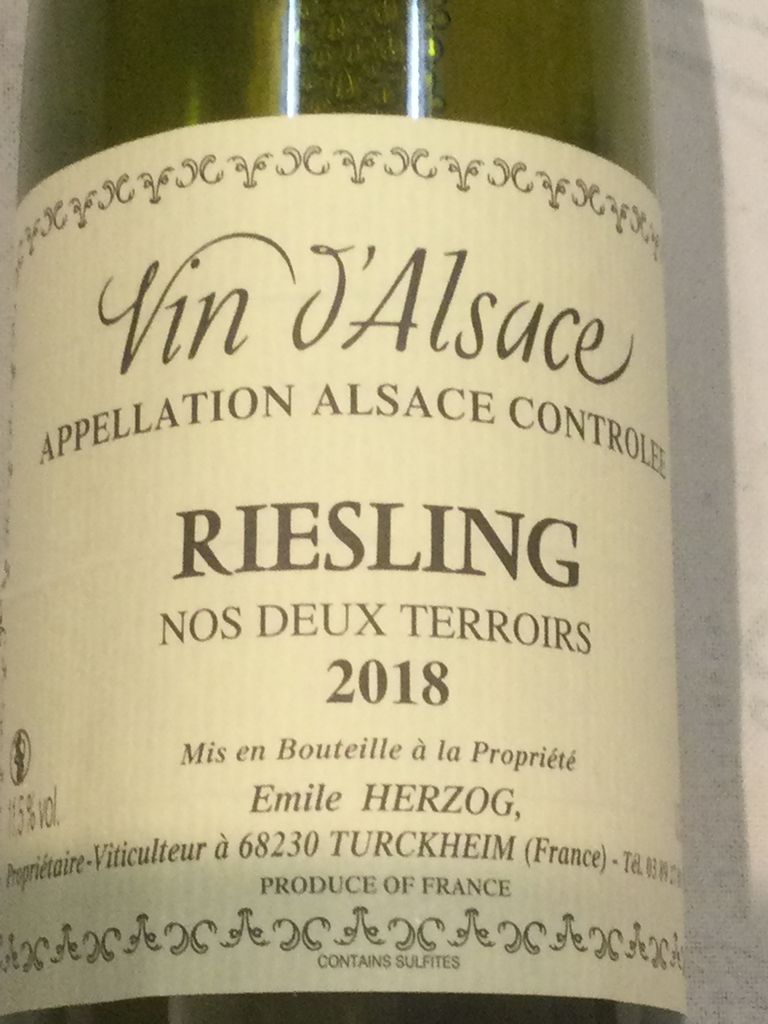 2018 Emile Herzog Riesling Nos Deux Terroirs, France, Alsace ...