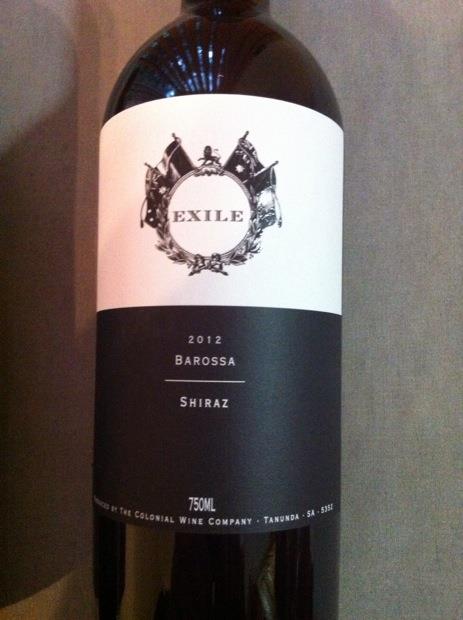 2012 The Colonial Estate Shiraz Exile, Australia, South Australia ...