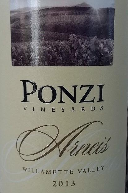 2013 Ponzi Vineyards Arneis, USA, Oregon, Willamette Valley, Chehalem ...