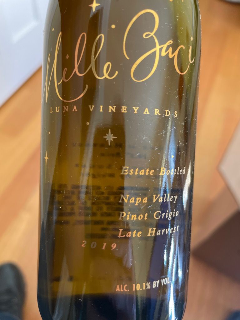 2019 Luna Vineyards Pinot Grigio Late Harvest, USA, California, Napa ...