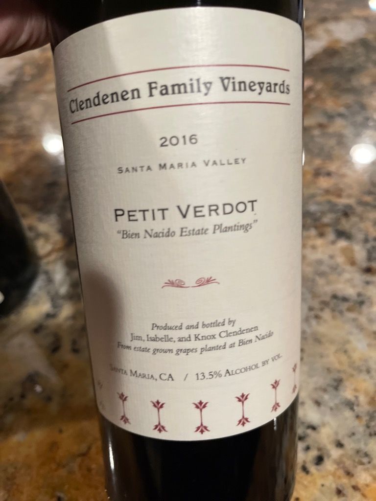 2017 Clendenen Family Vineyards Petit Verdot "Bien Nacido Estate ...