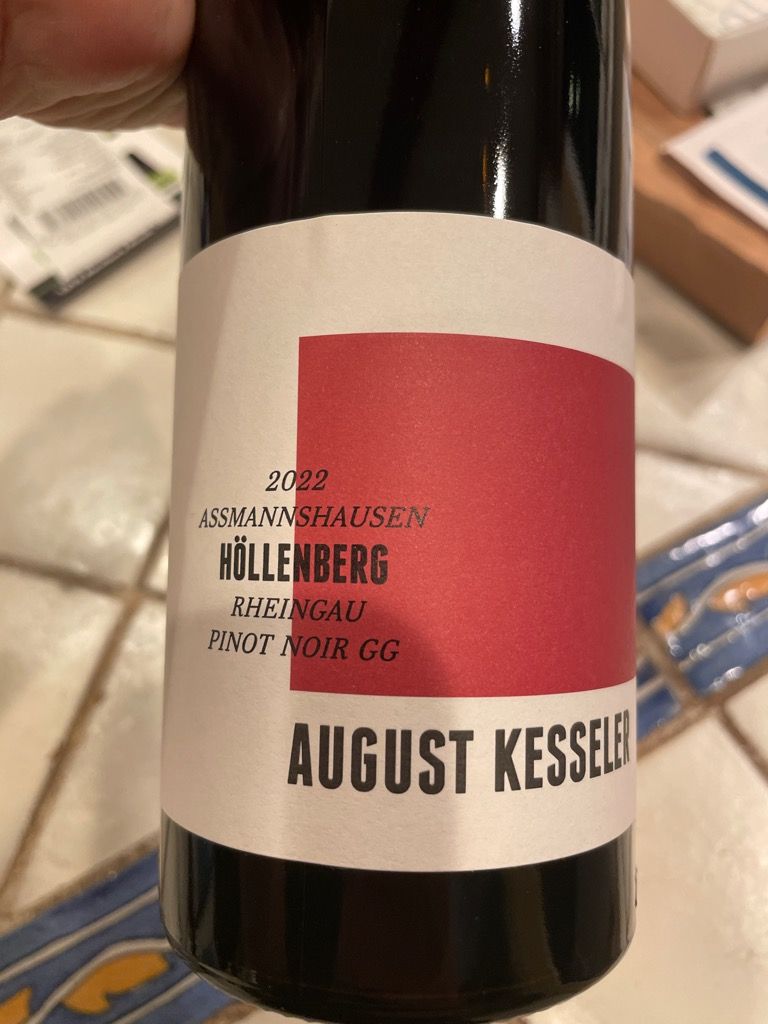 2022 August Kesseler Höllenberg Pinot Noir Großes Gewächs, Germany ...