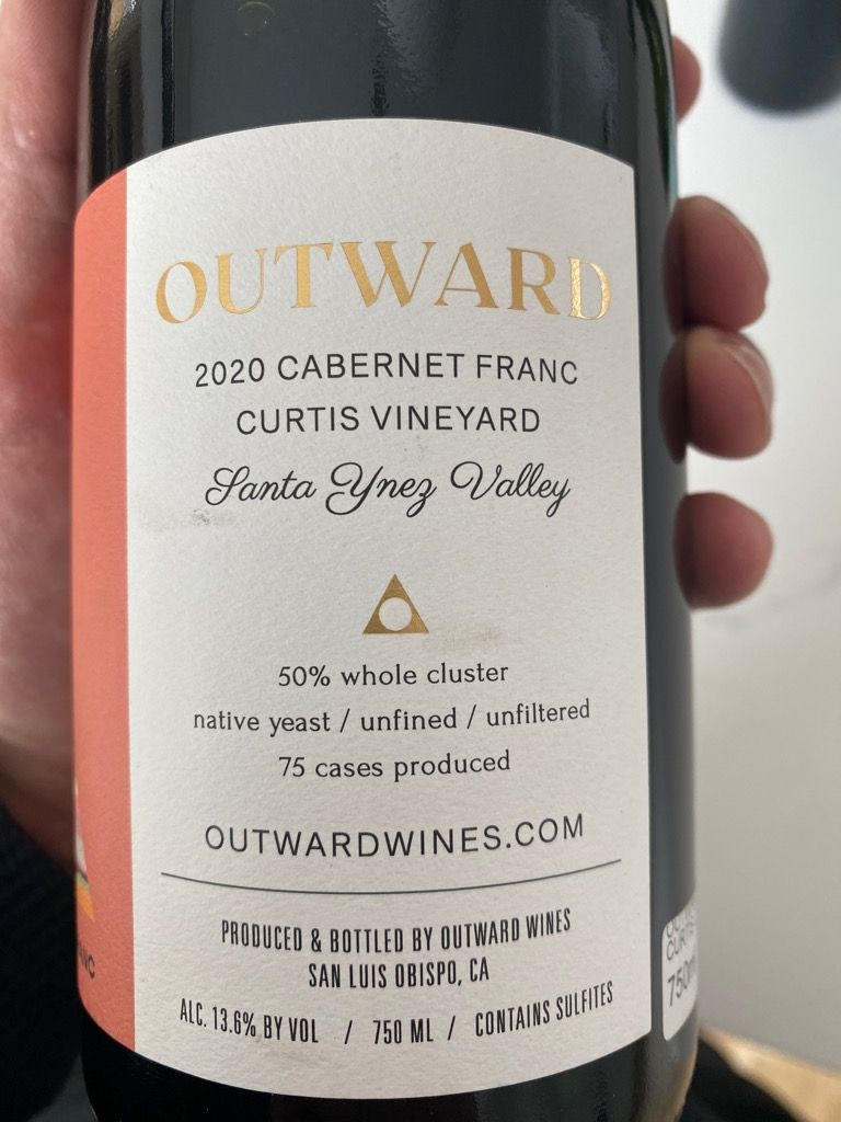 2021 Outward Wines Cabernet Franc Curtis Vineyard, USA, California ...
