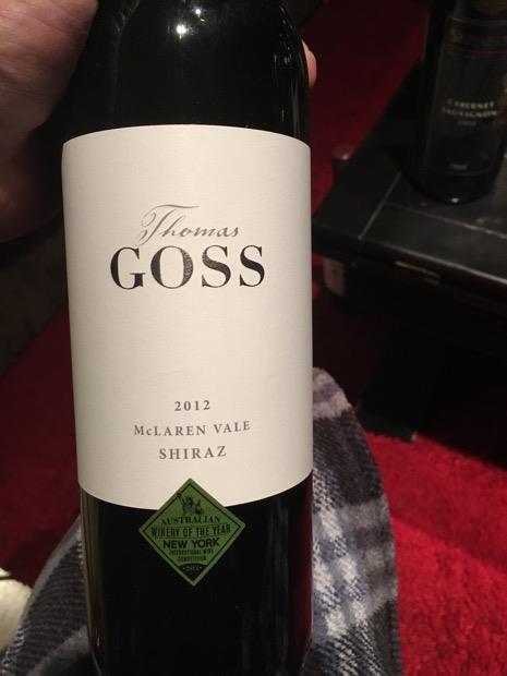 2012 Thomas Goss Shiraz, Australia, South Australia, Fleurieu, McLaren ...
