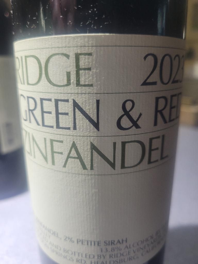 2023 Ridge Zinfandel Green & Red, USA, California, Napa Valley ...