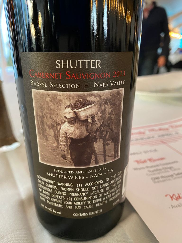 2013 Shutter Wines Cabernet Sauvignon Barrel Selection, USA, California ...