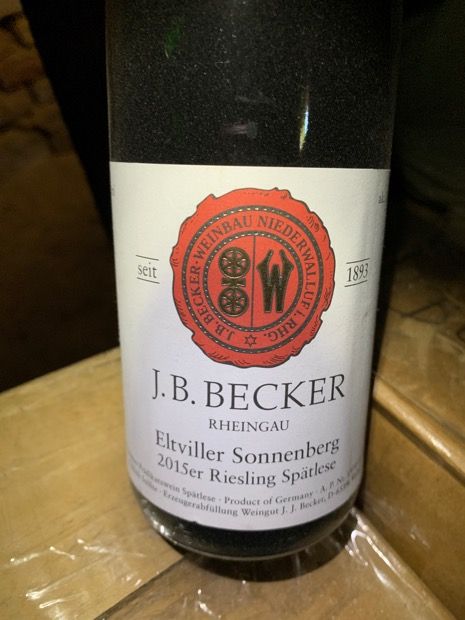 2016 J.B. Becker Eltviller Sonnenberg Riesling Spätlese, Germany ...