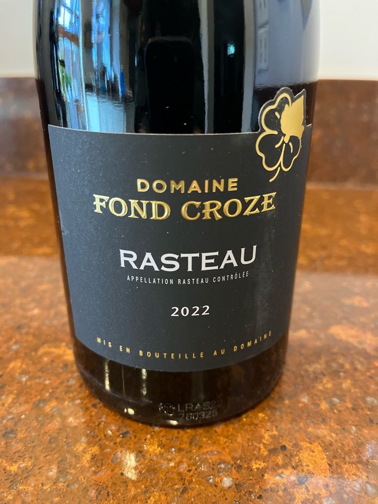 2022 Domaine Fond Croze Rasteau, France, Rhône, Southern Rhône, Rasteau ...