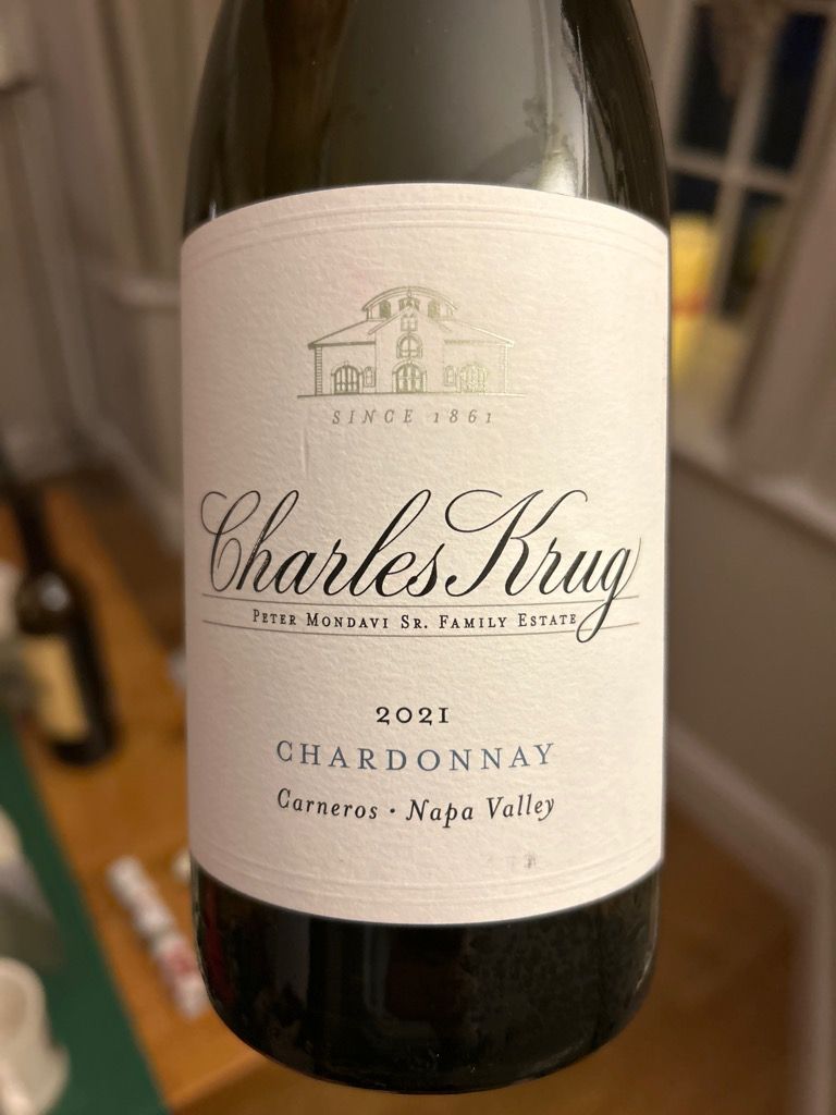 2021 Charles Krug Winery (Peter Mondavi Family) Chardonnay, USA ...