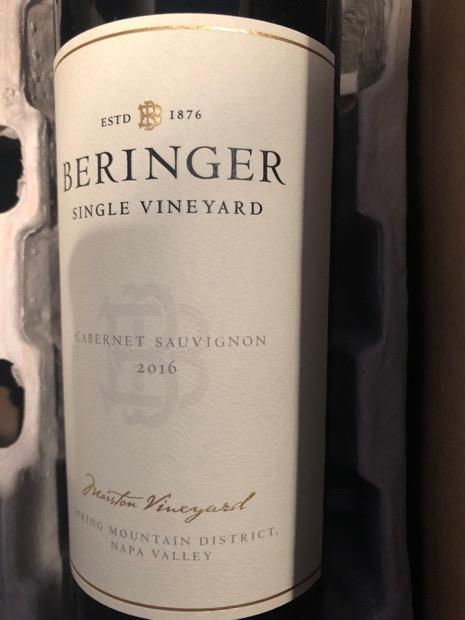 2016 Beringer Vineyards Cabernet Sauvignon Single Vineyard Marston ...