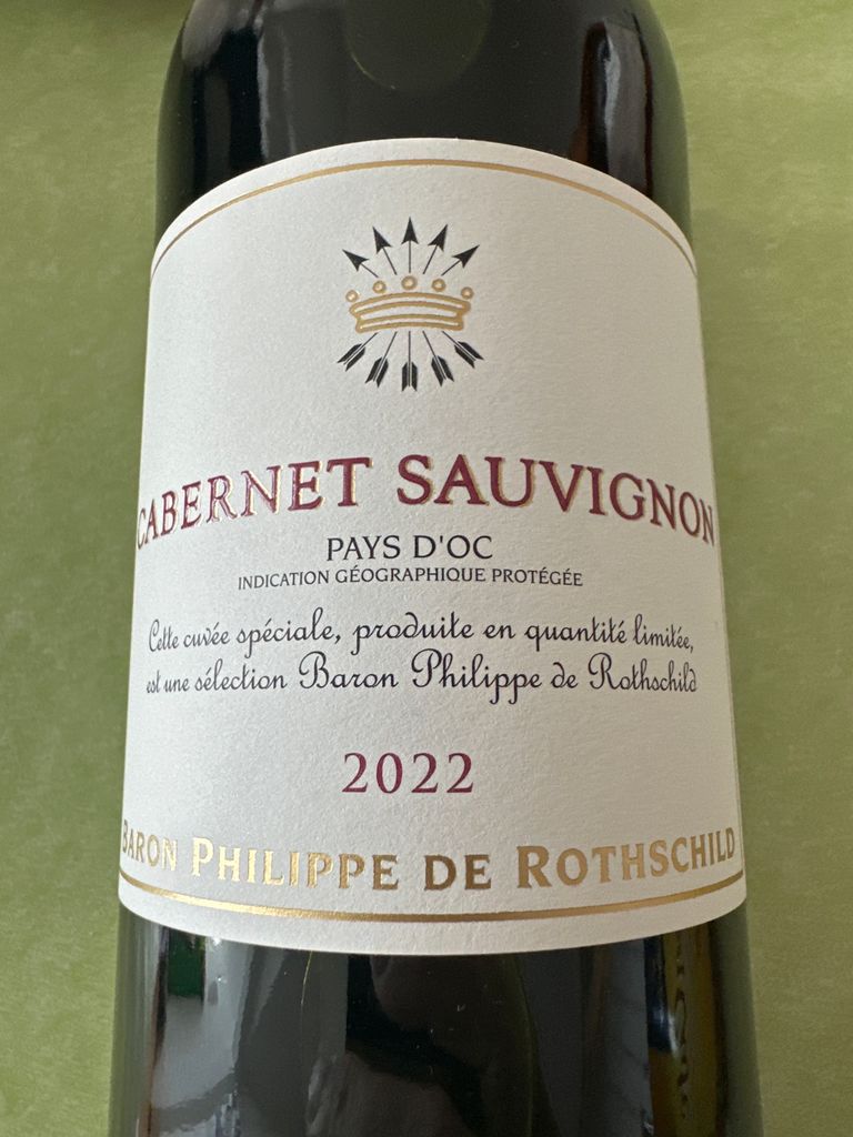2022 Baron Philippe de Rothschild Cabernet Sauvignon Vin de Pays d'Oc ...