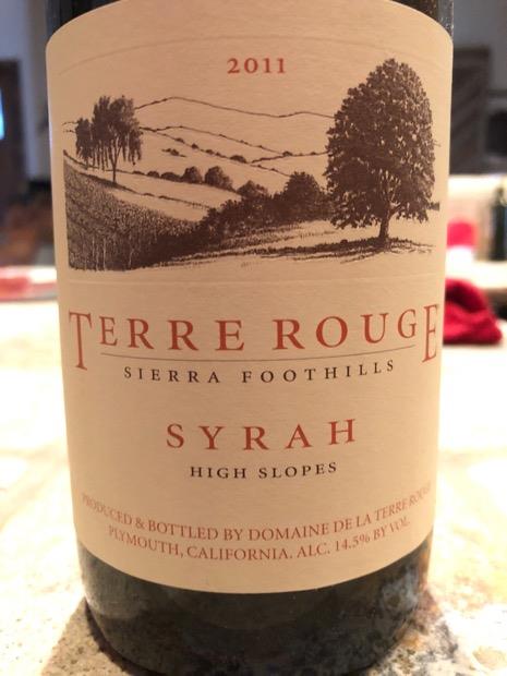 2011 Domaine de la Terre Rouge Syrah High Slopes, USA, California ...