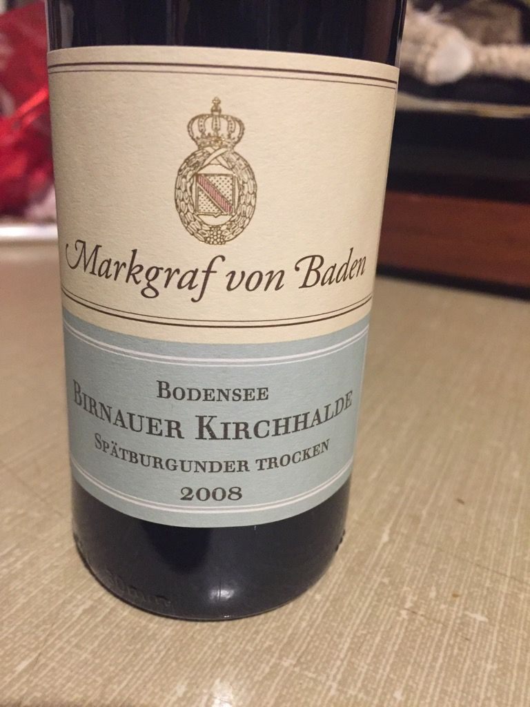 2008 Markgraf von Baden Birnauer Kirchhalde Spätburgunder trocken ...