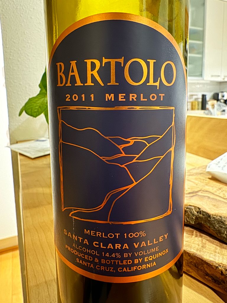 2011 Bartolo Merlot, USA, California, Central Coast, Santa Clara Valley ...