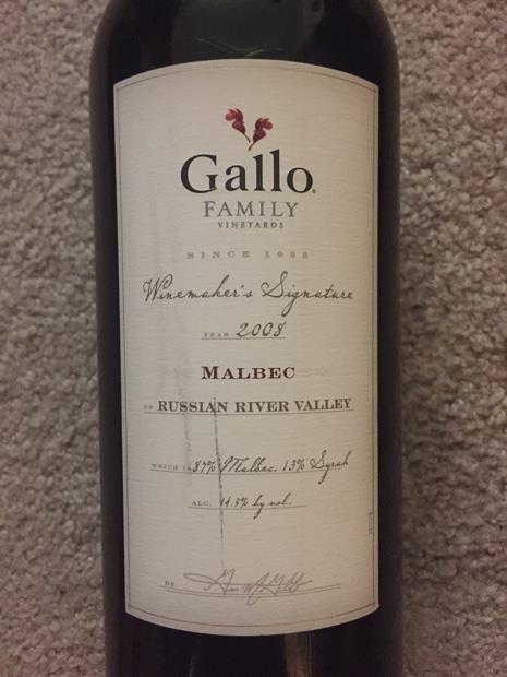 2008 Gallo Family Vineyards / Gallo of Sonoma Malbec Signature Series ...