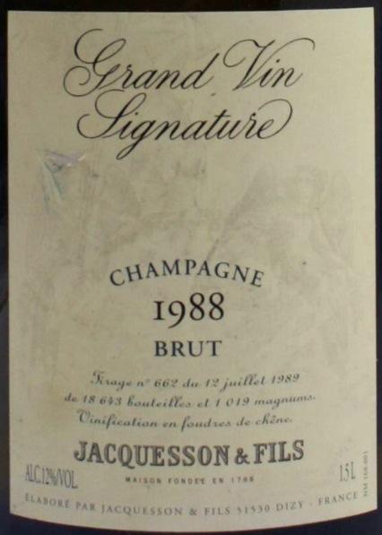 1993 Jacquesson & Fils Champagne Signature Brut, France, Champagne ...