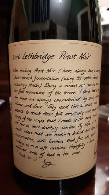 2015 Lethbridge Wines Pinot Noir, Australia, Victoria, Port Phillip ...