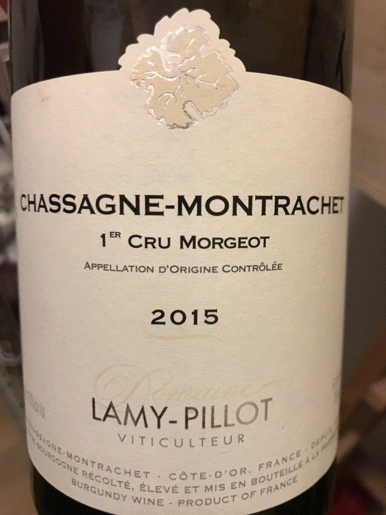 2015 Domaine Lamy-Pillot Chassagne-Montrachet 1er Cru Morgeot, France ...