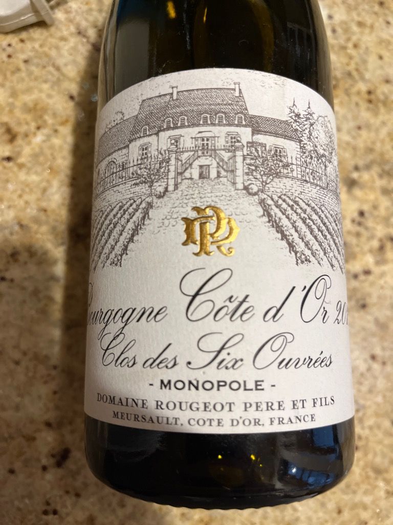 2020 Domaine Rougeot Bourgogne Côte d'Or Clos des Six Ouvrées Blanc ...