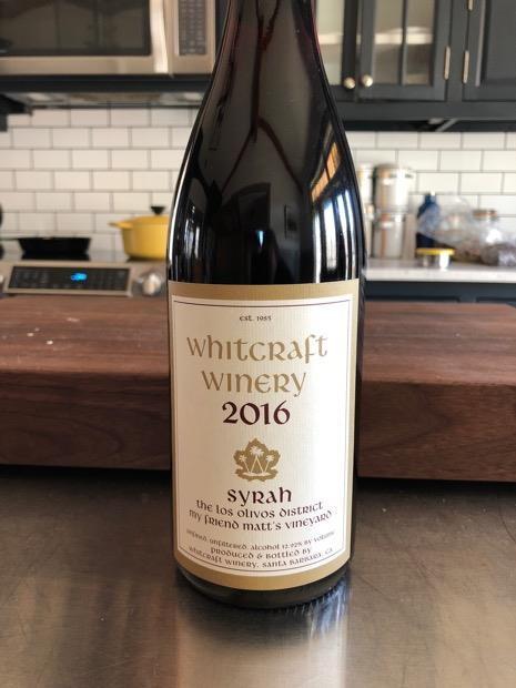 2016 Whitcraft Winery Syrah My Friend Matt's Vineyard, USA, California ...