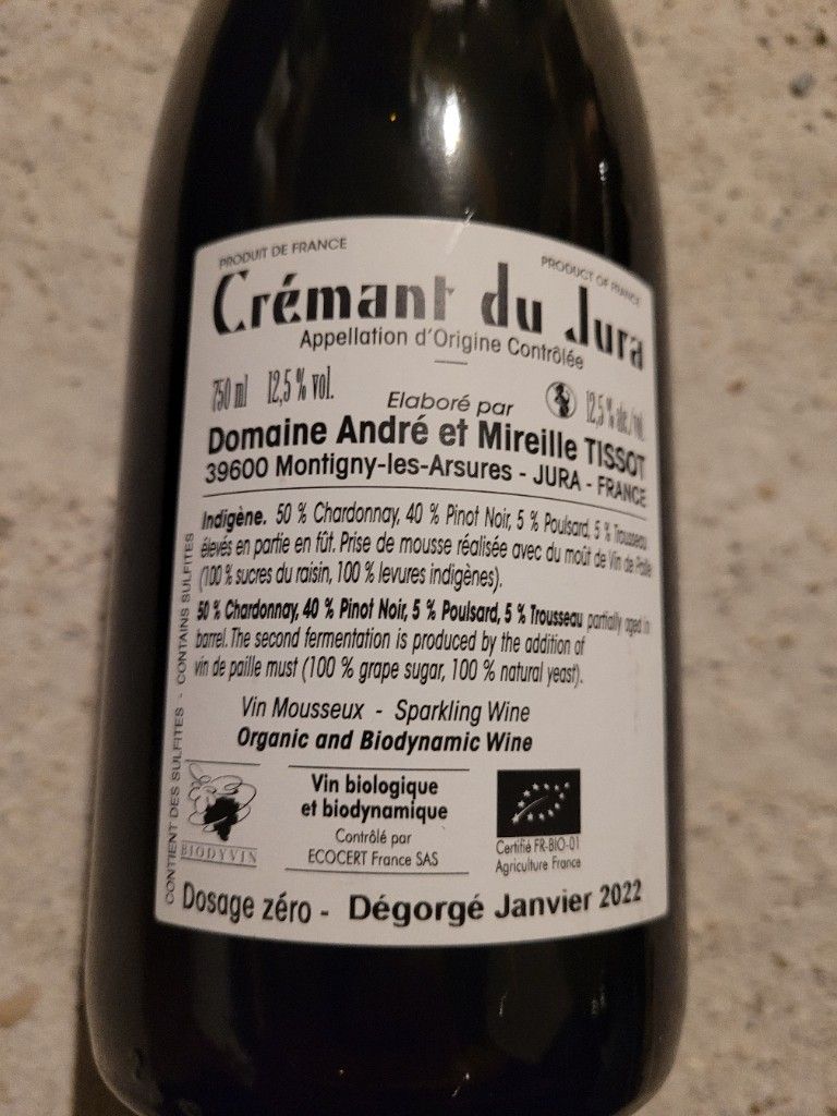 2022 Tissot (Bénédicte et Stéphane / André et Mireille) Crémant du Jura ...