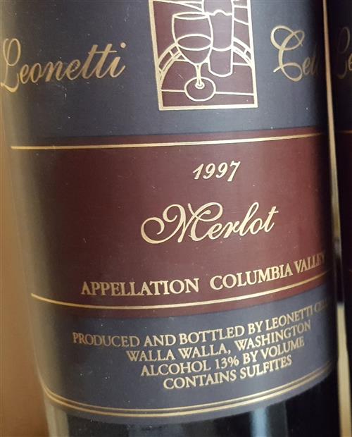 1997 Leonetti Cellar Merlot Columbia Valley, USA, Washington, Columbia ...