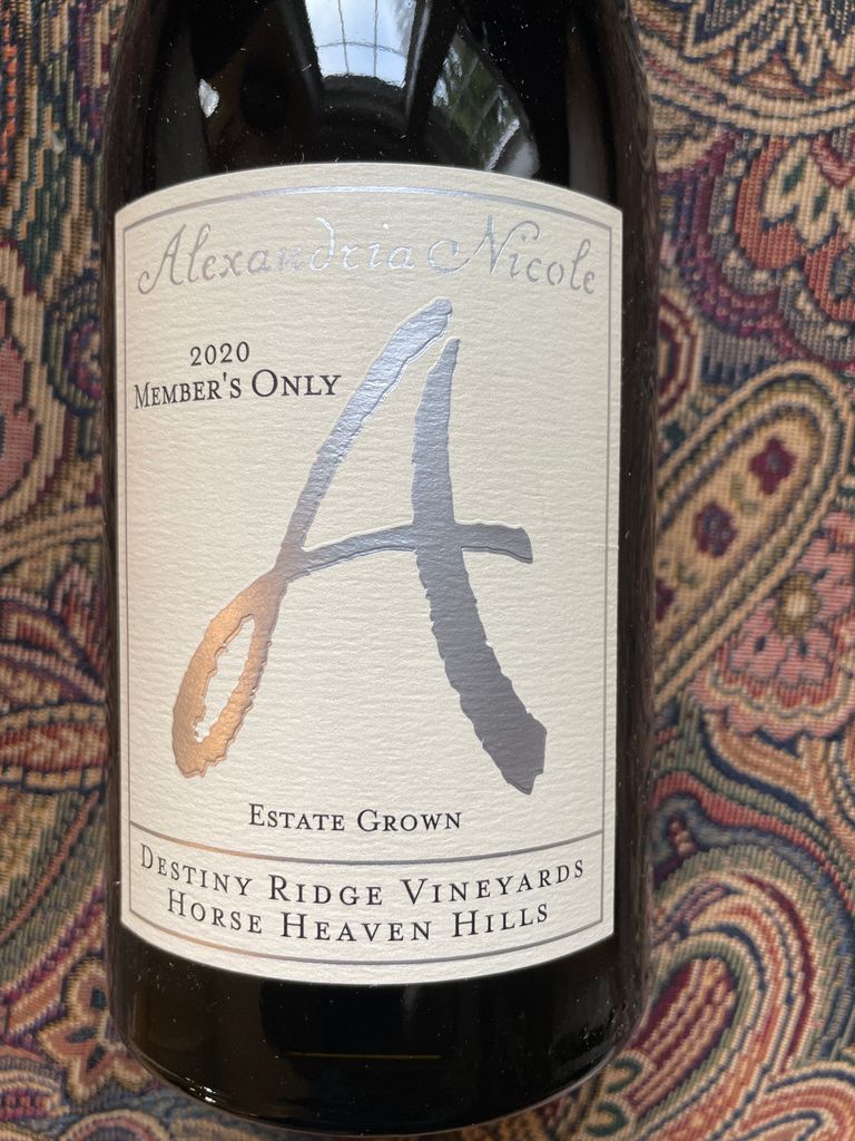 2020 Alexandria Nicole Member's Only Destiny Ridge Vineyards, USA ...