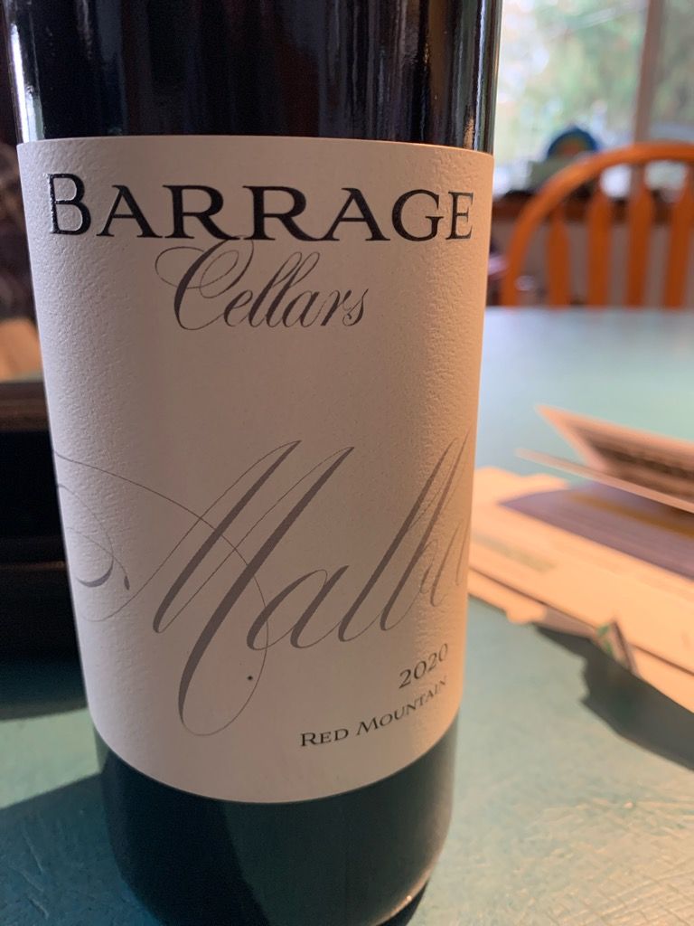 2021 Barrage Cellars Malbec Quintessence Vineyard, USA, Washington ...
