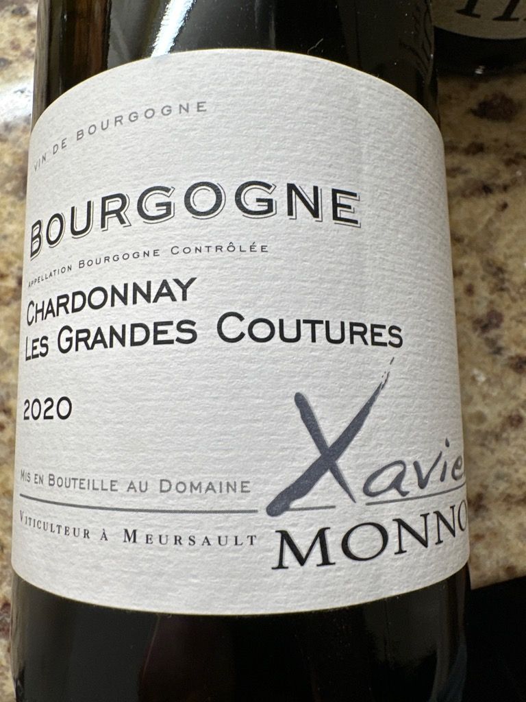 2020 Xavier Monnot Bourgogne Blanc Les Grandes Coutures, France ...